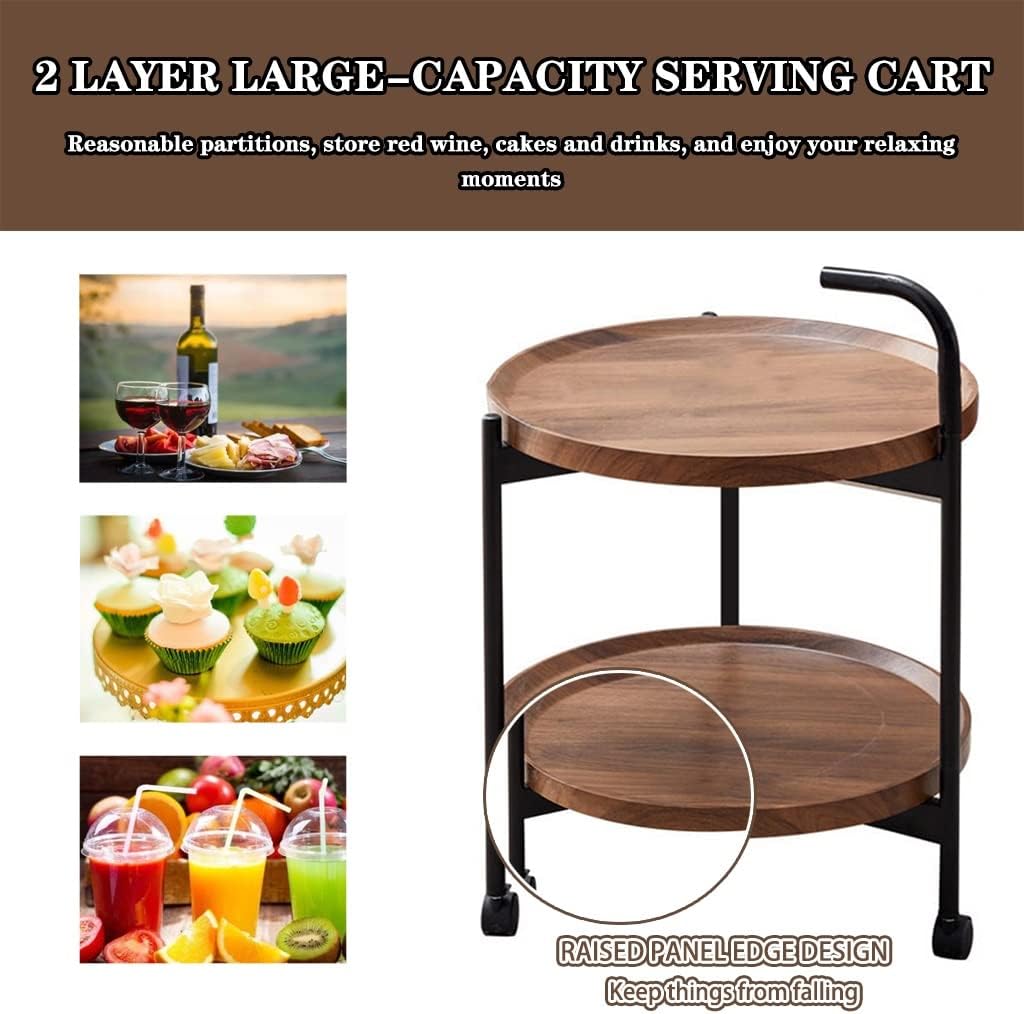 Wooden Round 2-Tier Serving Trolley – Gifto.pk
