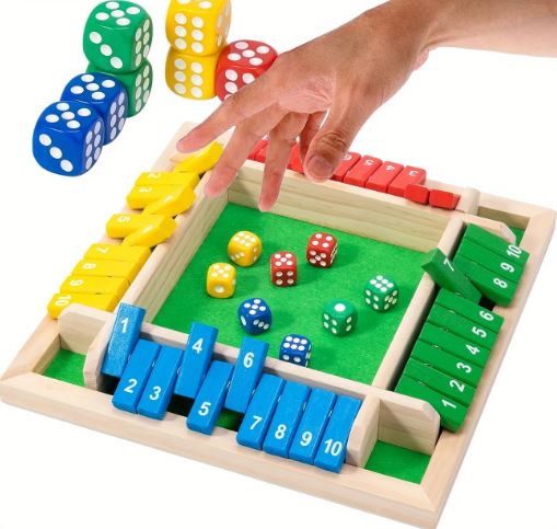 4-Player Wooden Dice Game - Interactive Party Board Game with Flip Car ...