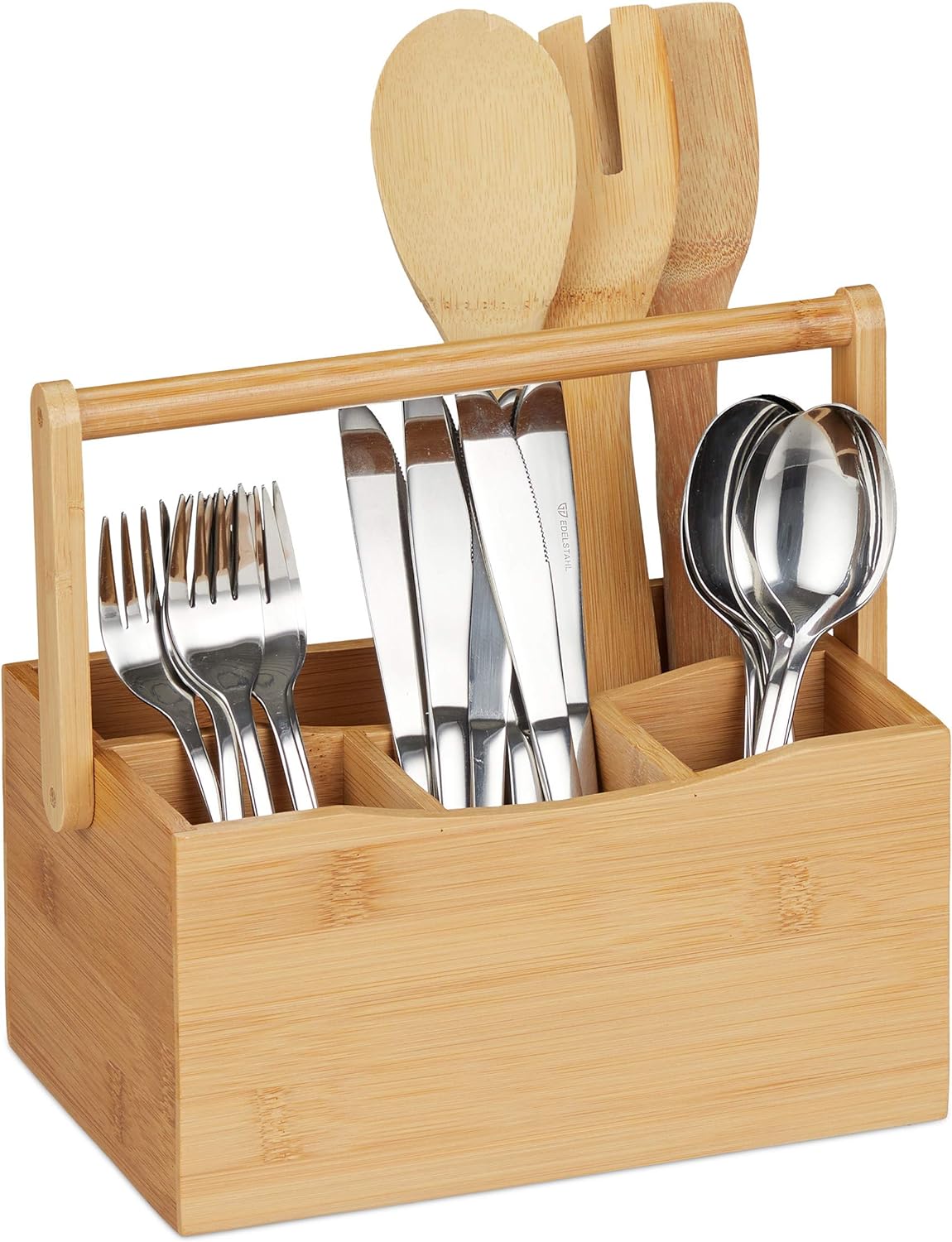 4 Compartment Wooden Cutlery Condiment Sauce Napkin Holder Storage Cad ...