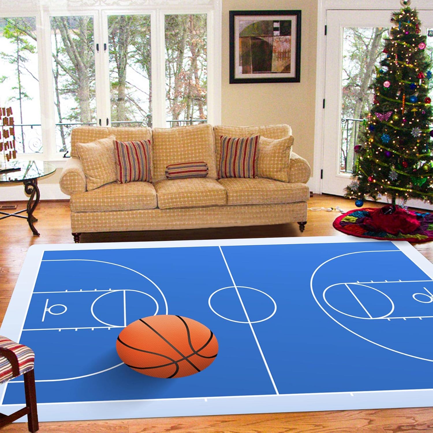 Basketball on Blue Background Area Mats for Living Room Bedroom – Gifto.pk