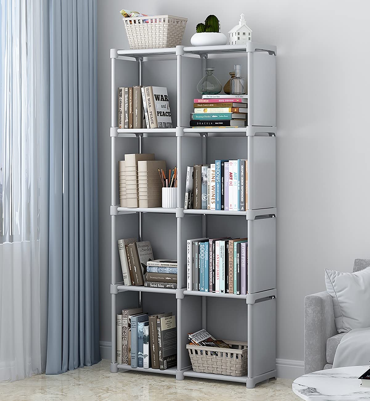 Foldable Bookshelf Open Bookcase, Space-Saving Storage Book Shelf Orga ...