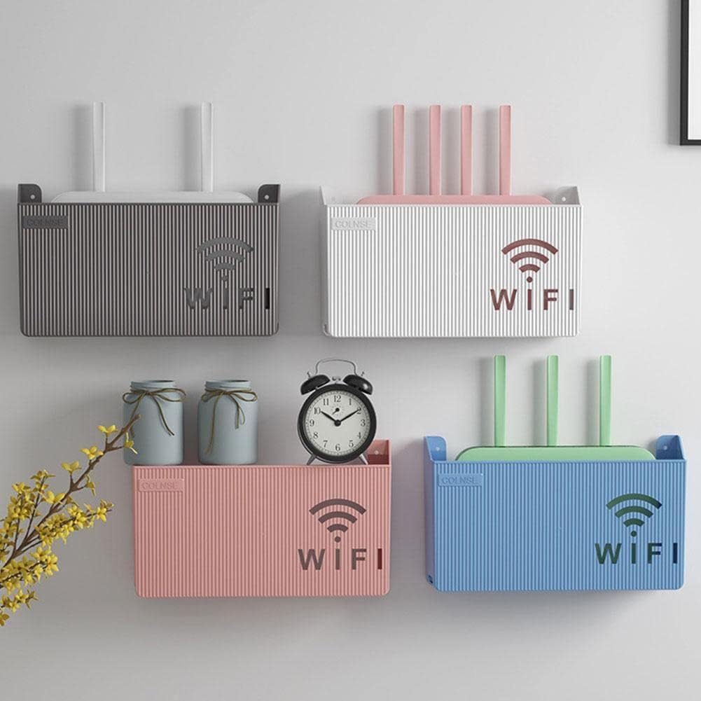 Wireless Wifi Router Shelf Wall-Mounted Cable Power Bracket Organizer ...