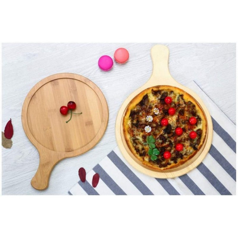Wooden Pizza Serving Board - Wooden Pizza Steak Serving Flat Plate – Gifto.pk