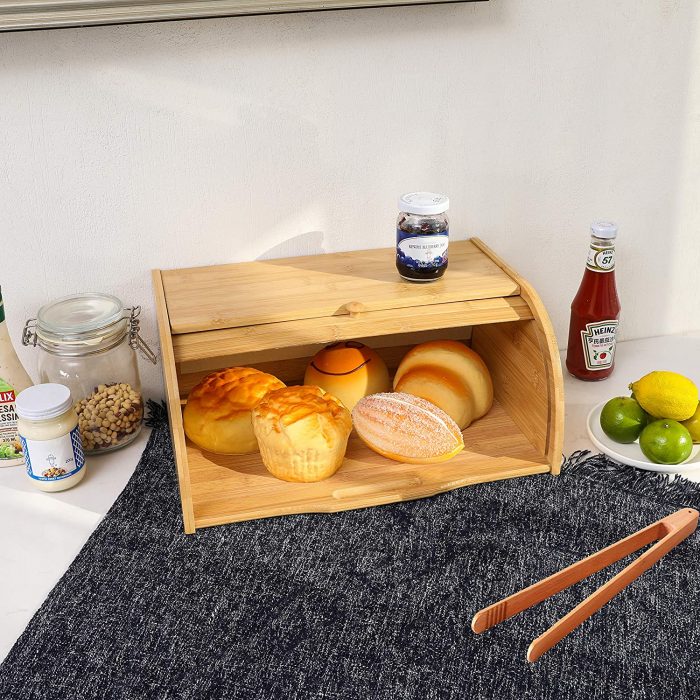 Large Bread Box Bread Basket Kitchen Counter Organizer - Roll Top Brea ...