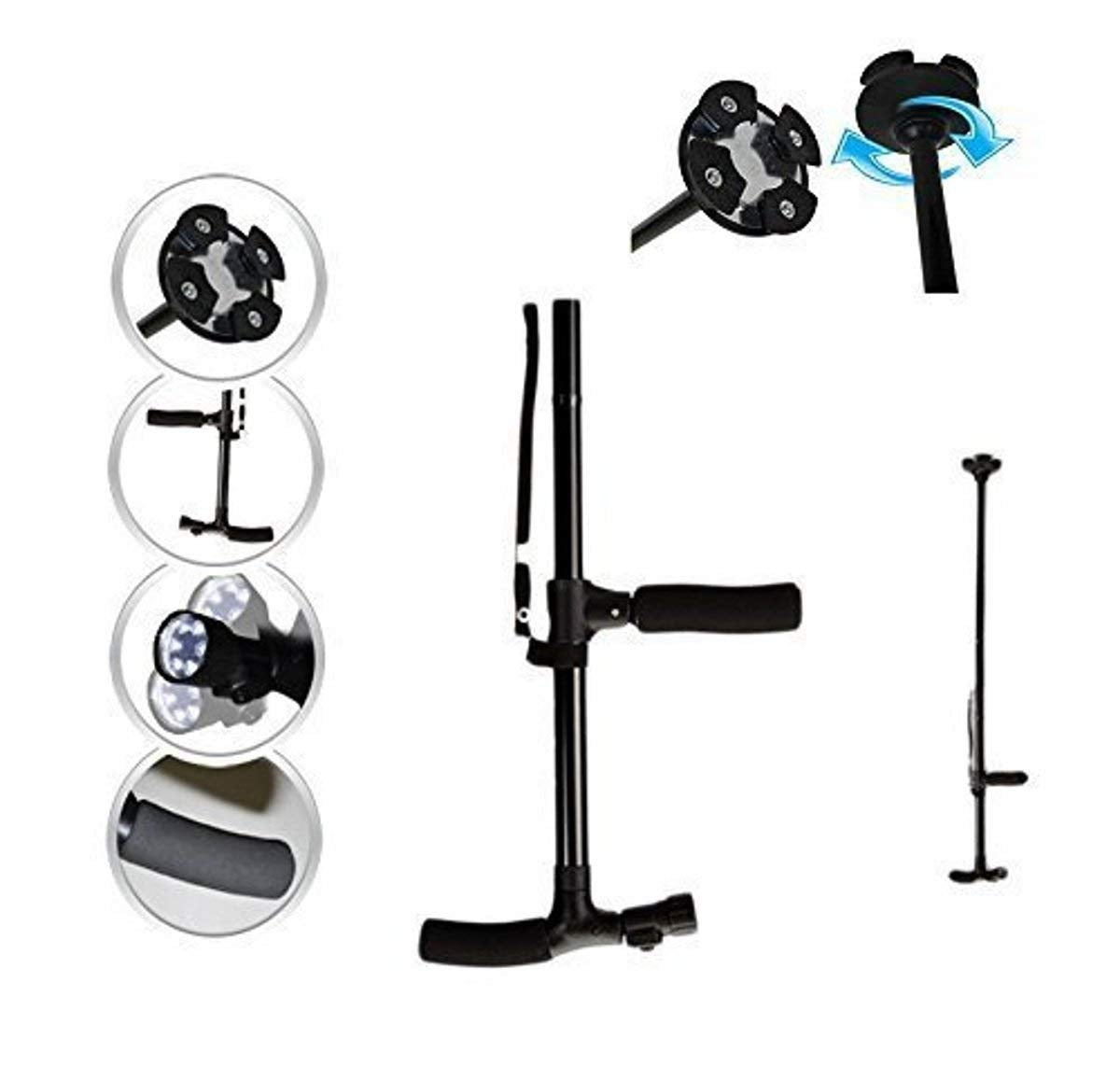 Twin Grip Cane LED Folding Walking Triple Head Pivot Base Adjustable ...